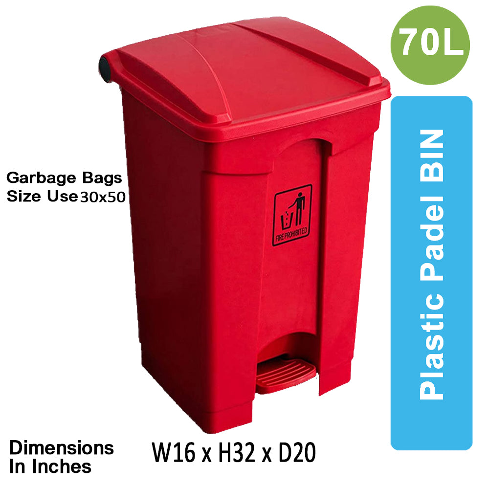 Plastic Pedal Bin-70L (Red)