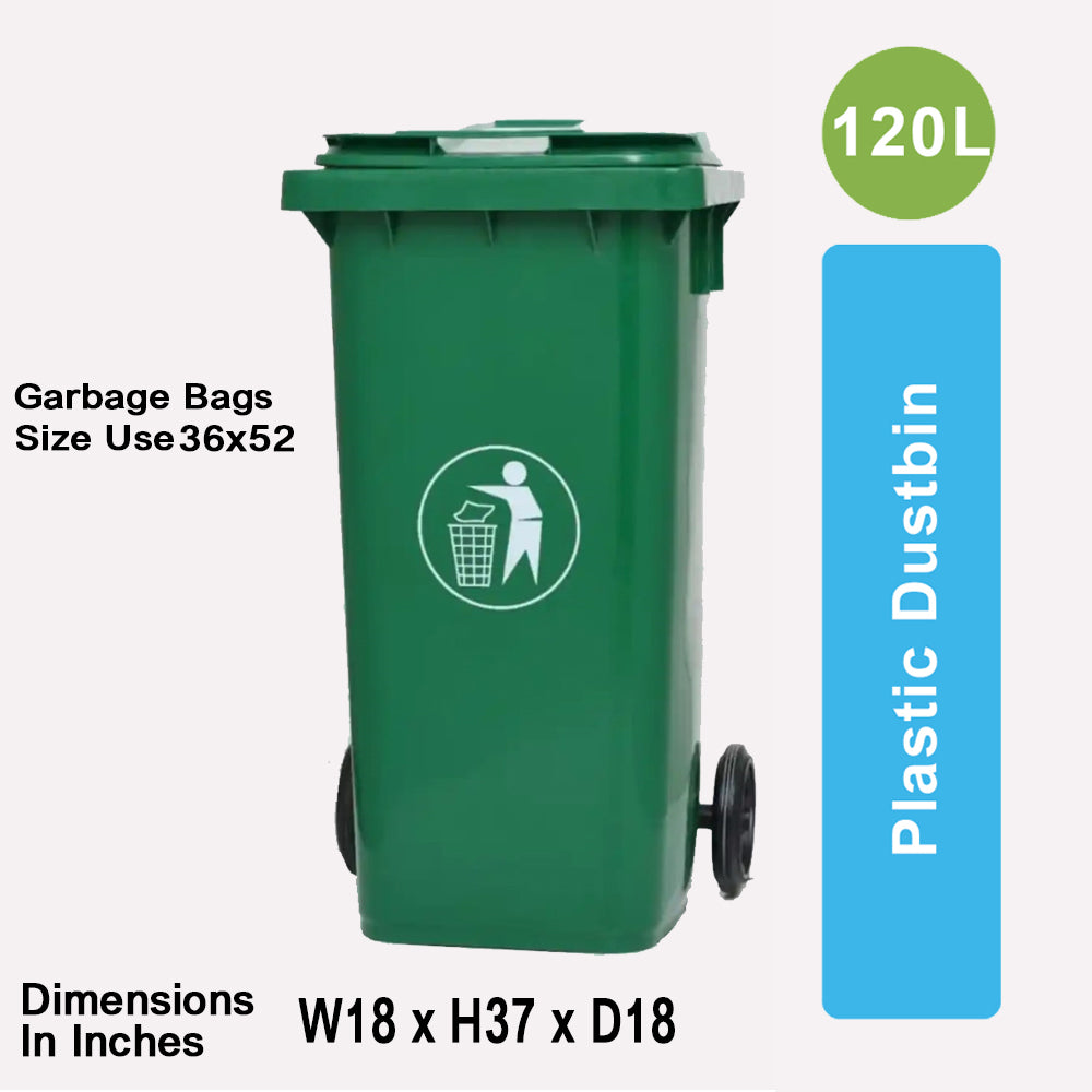 Plastic Dustbin with Wheel-120L (Green)